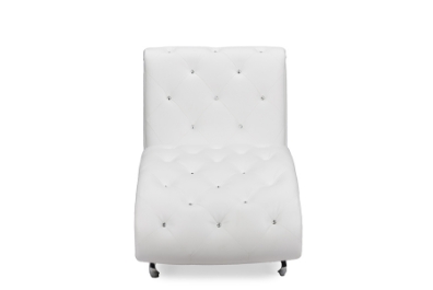 Baxton Studio Pease Contemporary White Faux Leather Upholstered Crystal ...